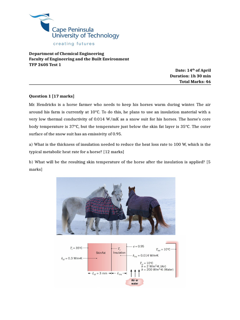 Department of Chemical Engineering Test 1 | PDF