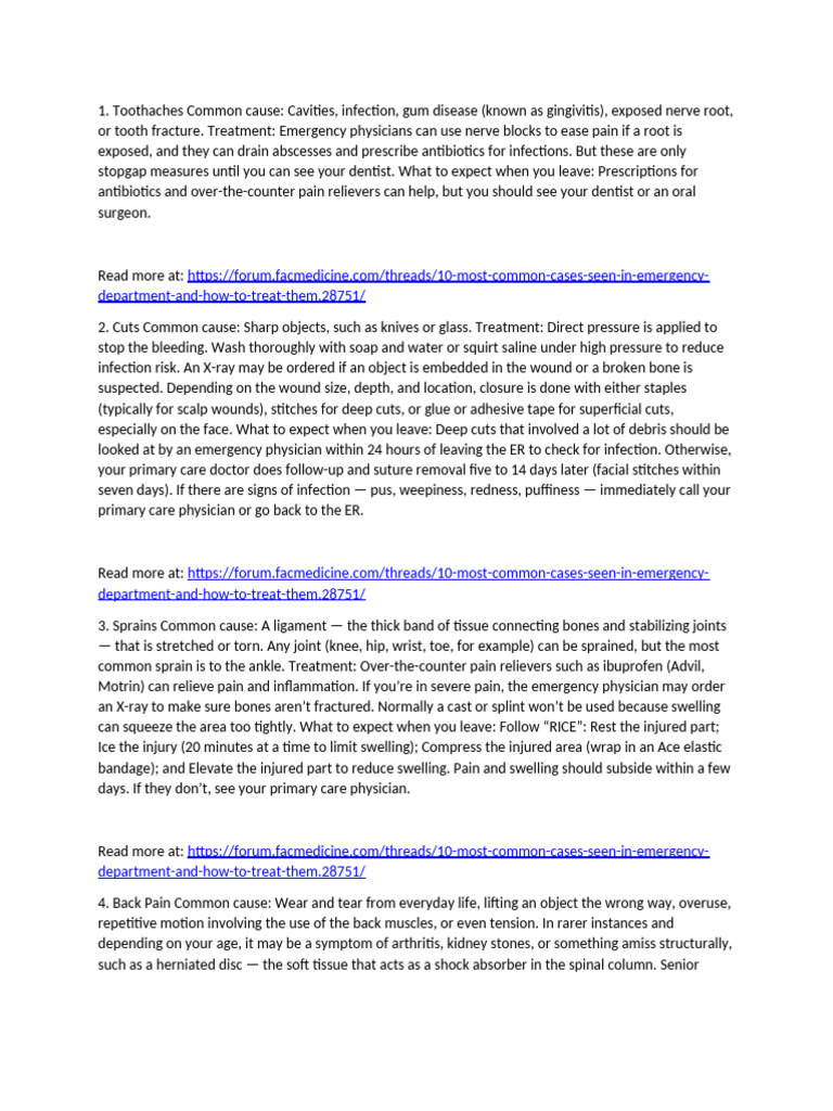 10 Most Common Cases Seen in Emergency Department and How To Treat Them ...