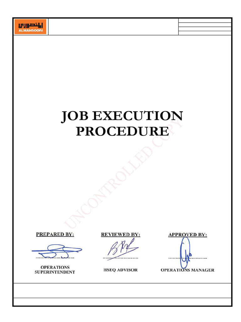 SEC 03 - Job Execution Procedure | PDF
