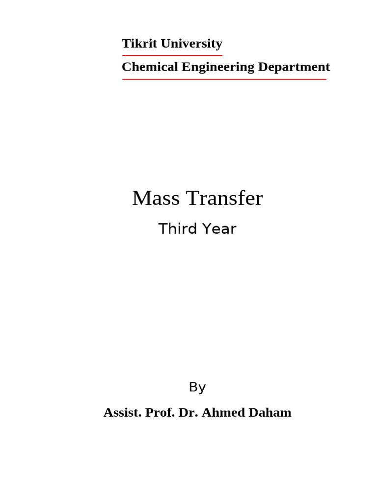 Lectures Mass Transfer 1 | PDF
