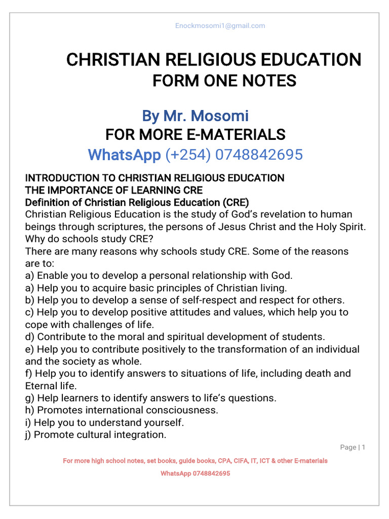 Form One Cre Notes | PDF