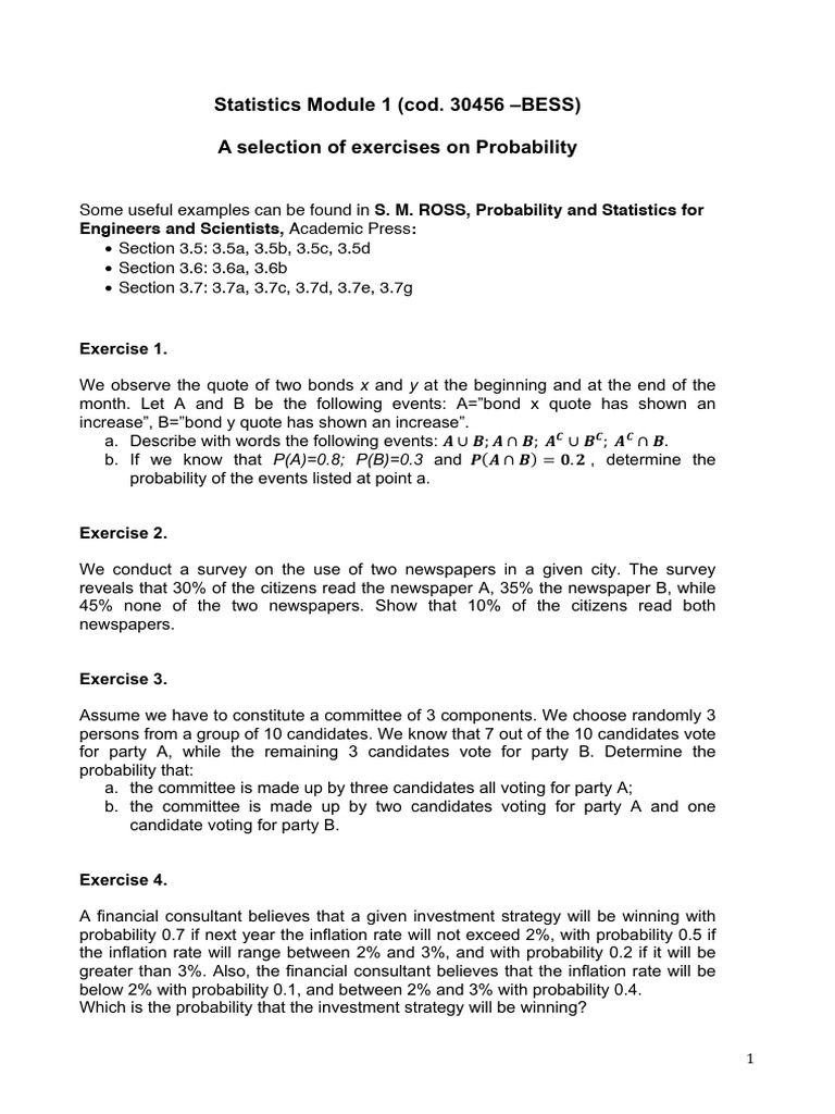 Probability Exercises | PDF