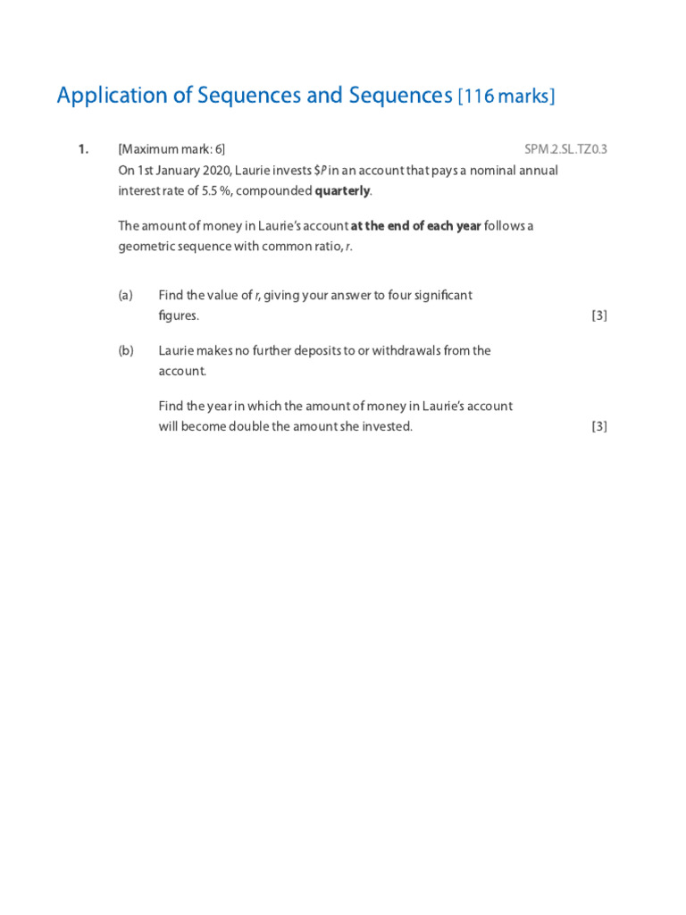 Application of Sequences and Sequences Questions | PDF