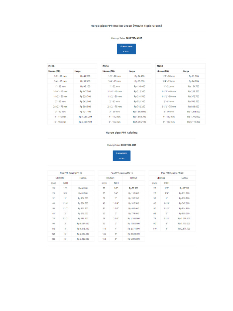 Price List Pipa PPR | PDF