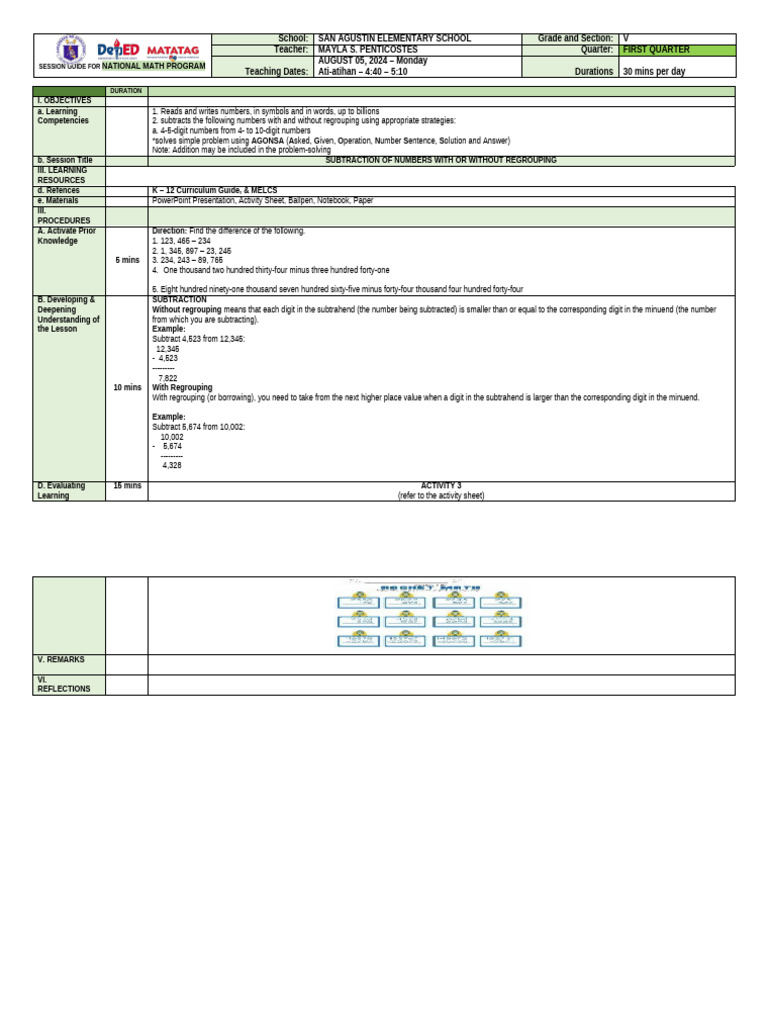 G5Q1W2 National Math Program Day1 | PDF