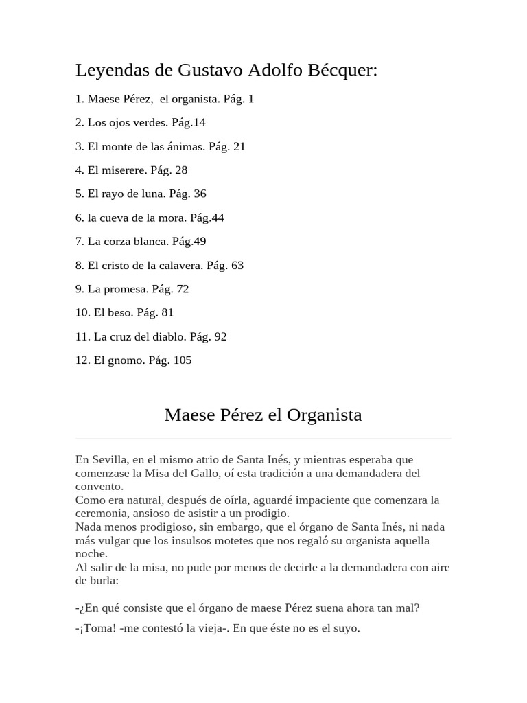 Leyendas de Bécquer. Completas | PDF