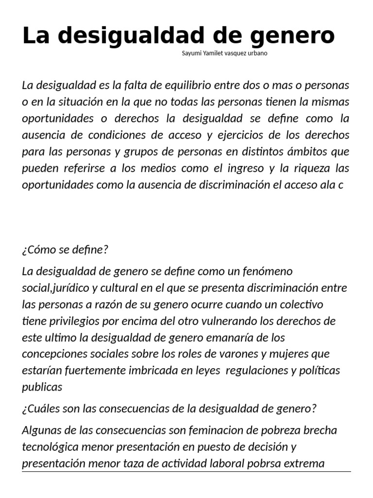 La Desigualdad de Genero | PDF