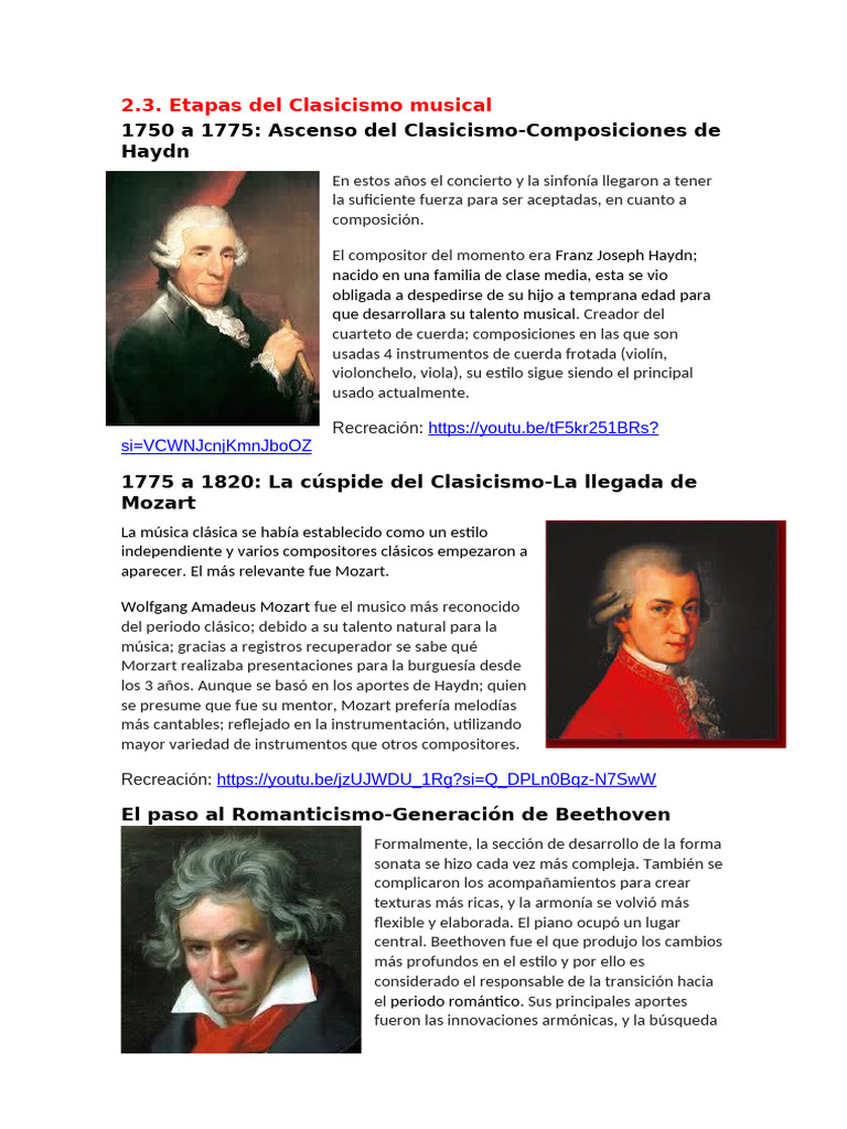 Etapas Del Clasicismo Musical | PDF