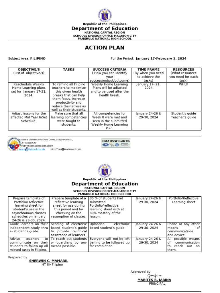 FILIPINO-DEPARTMENT-ACTION-PLAN | PDF