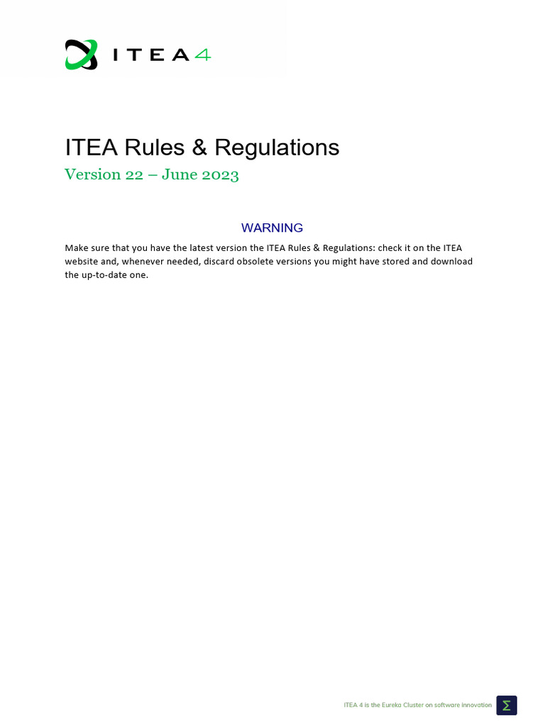 ITEA Rules & Regulations 2023 | PDF