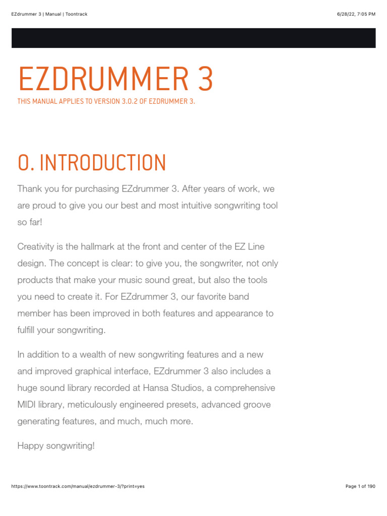 EZdrummer 3 - Manual - Toontrack | PDF