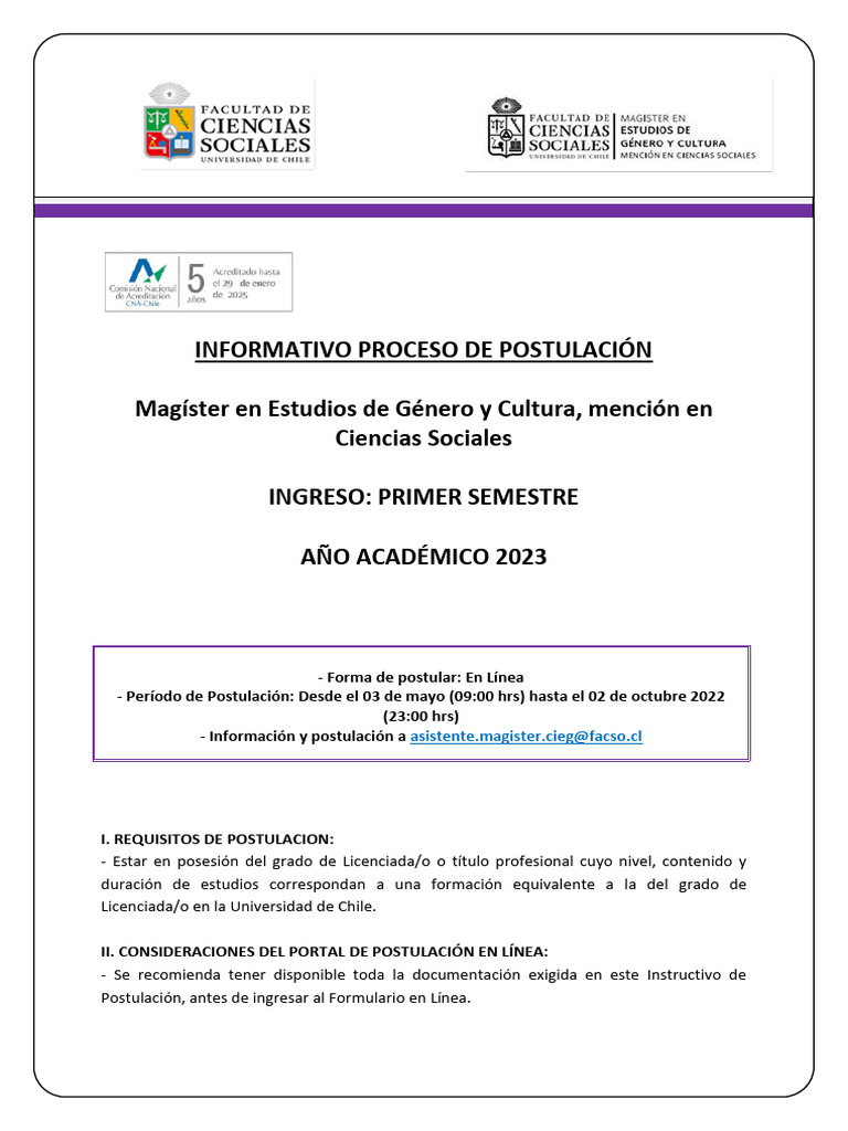 Instructivo de Postulacion Megc 2023 Facso | PDF