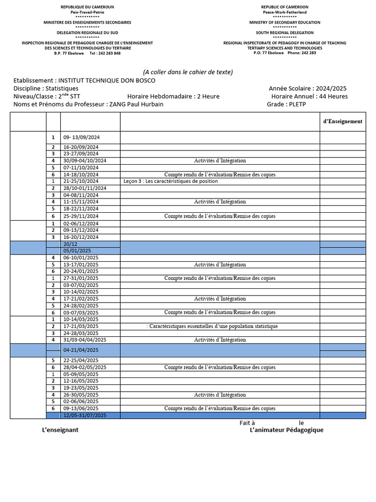 FPS STAT 2nde STT 24-25 | PDF