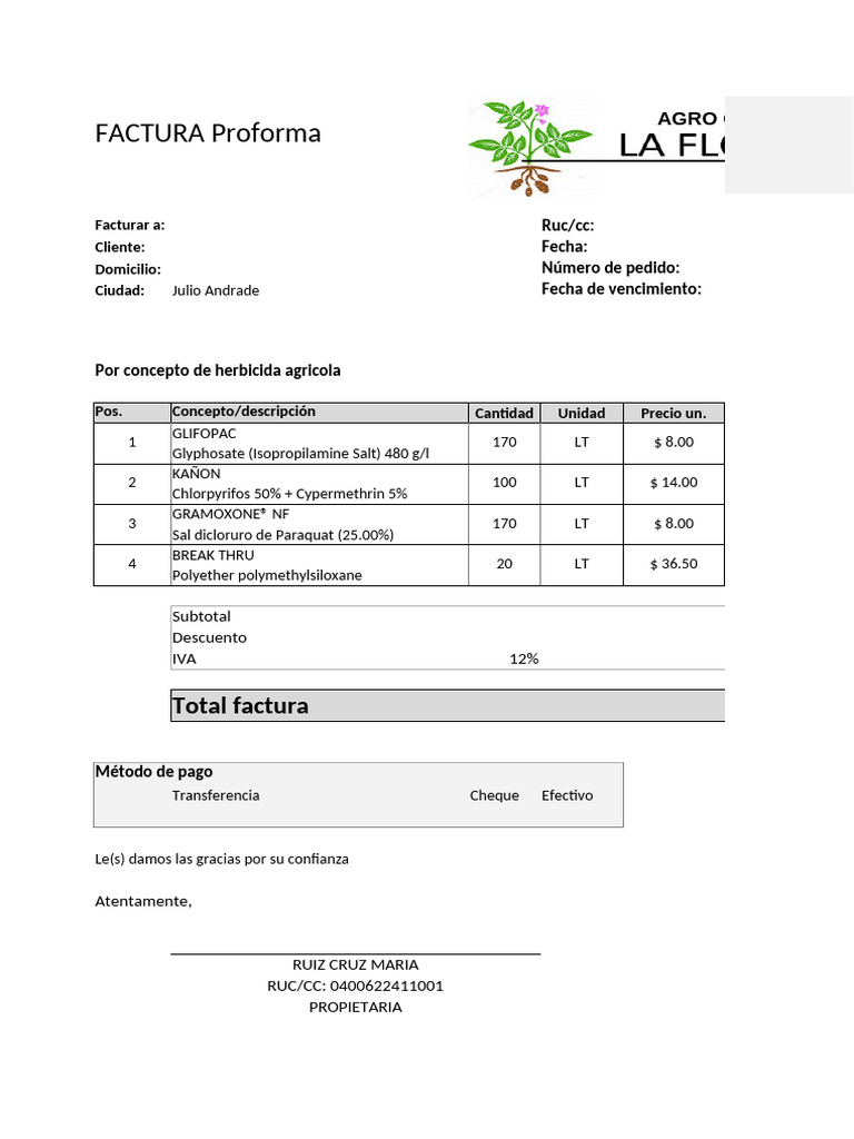 Factura Proforma Modelo | PDF