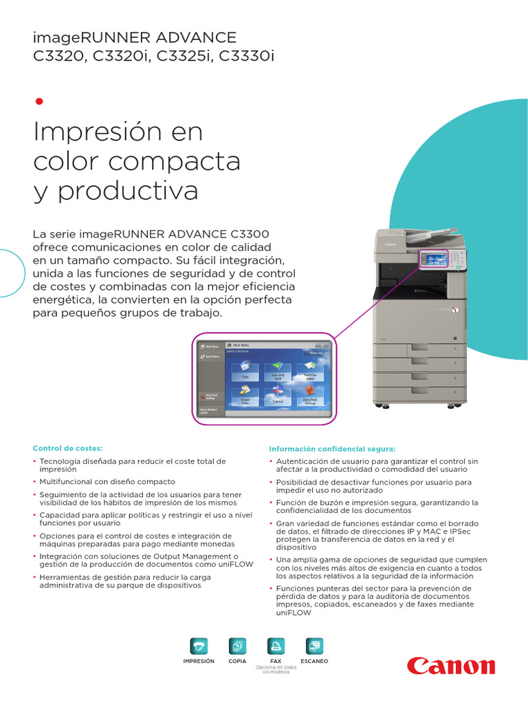 Impresión en Color Compacta y Productiva: Imagerunner Advance C3320 ...
