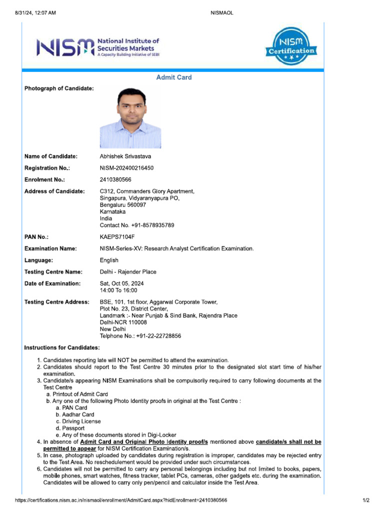 NISM RA Abhishek | PDF