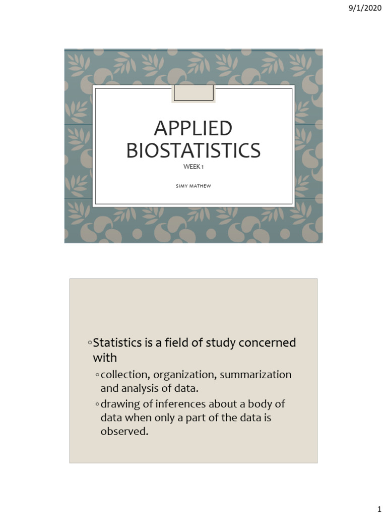 Biostat Week 1 & 2& Req Article | PDF