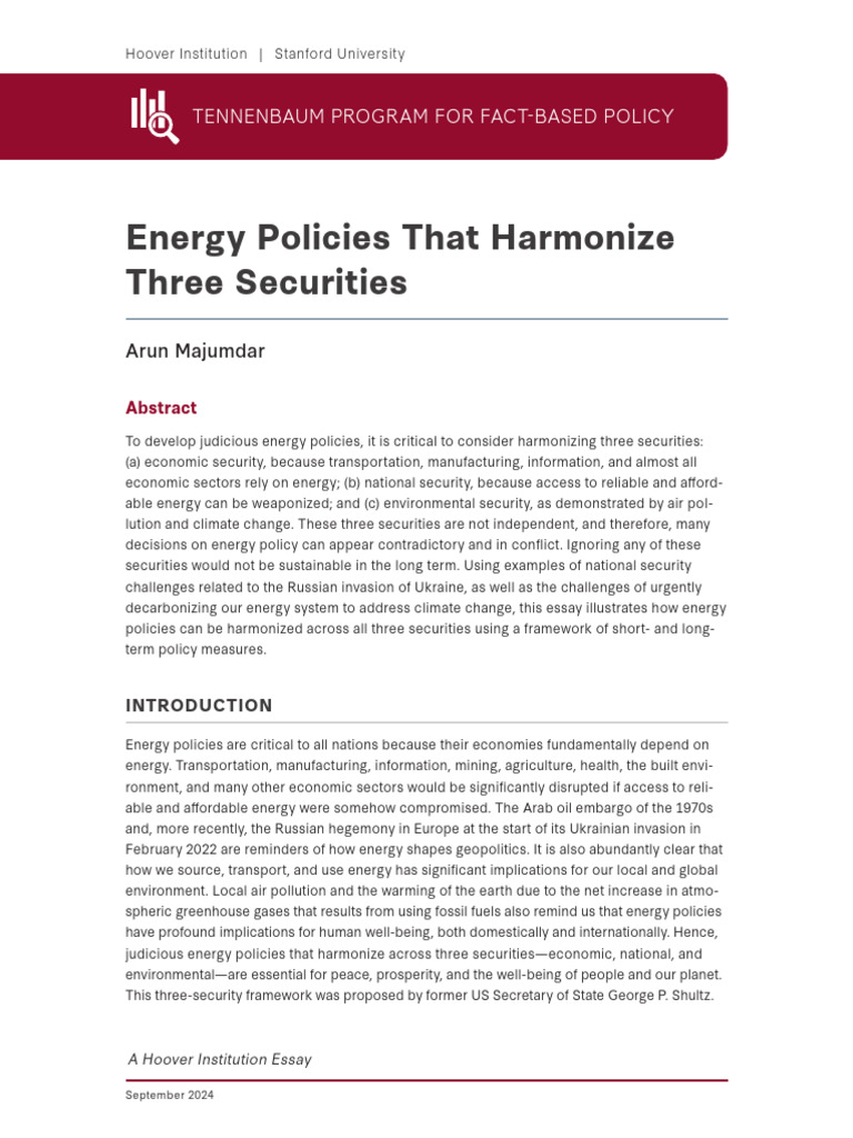 Energy Policies That Harmonize Three Securities | PDF | Climate Change ...