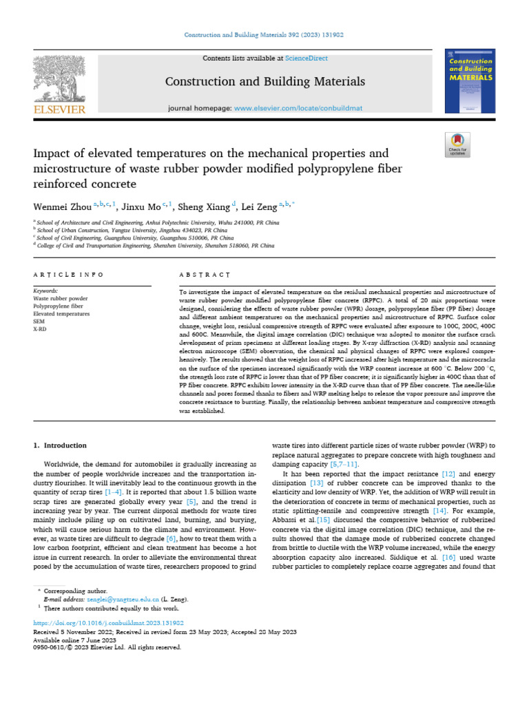Impact of Elevated Temperatures On The Mechanical Properties and ...