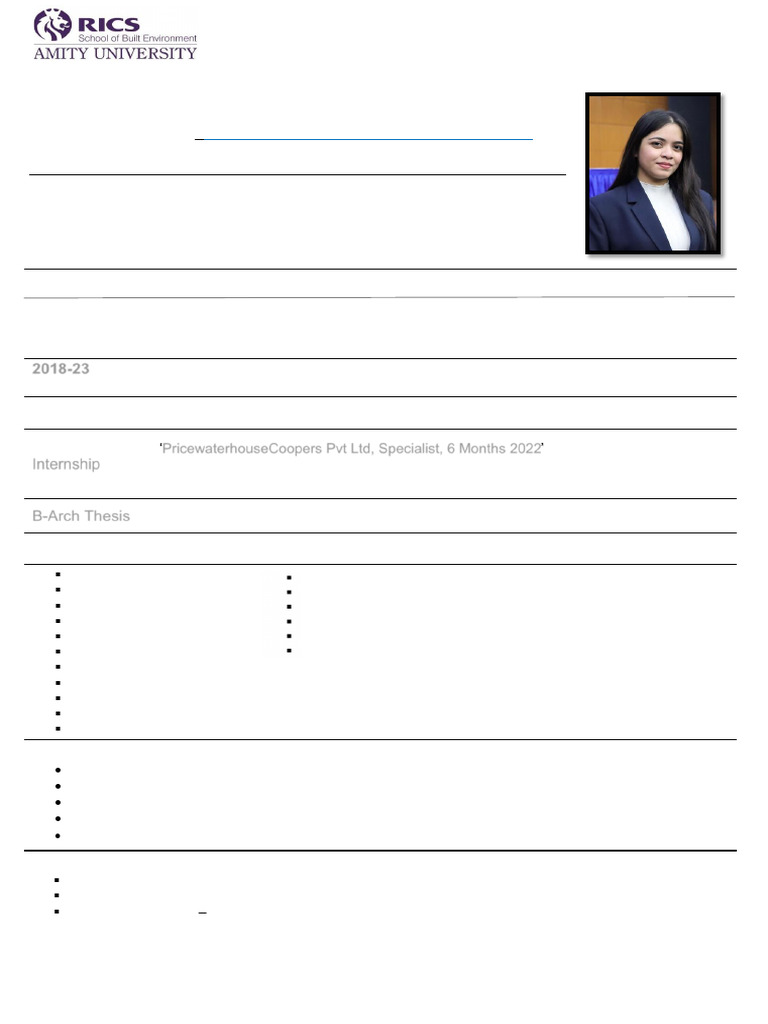 RICS Resume - Aishwarya (CPM) | PDF