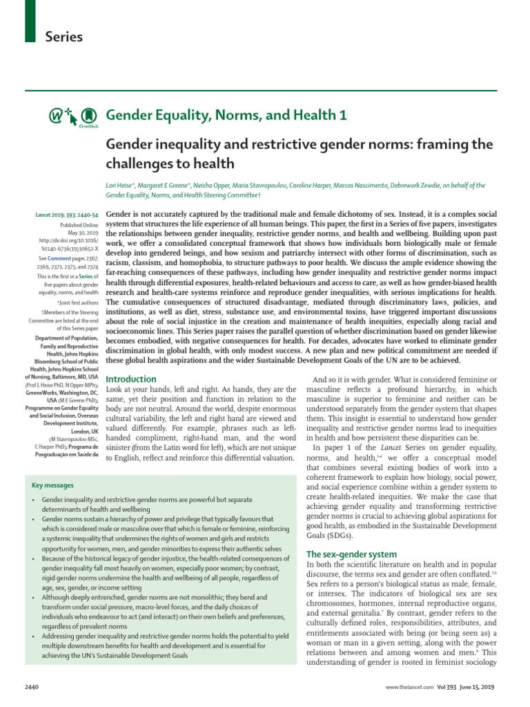 Gender Inequality and Restrictive Gender Norms | PDF