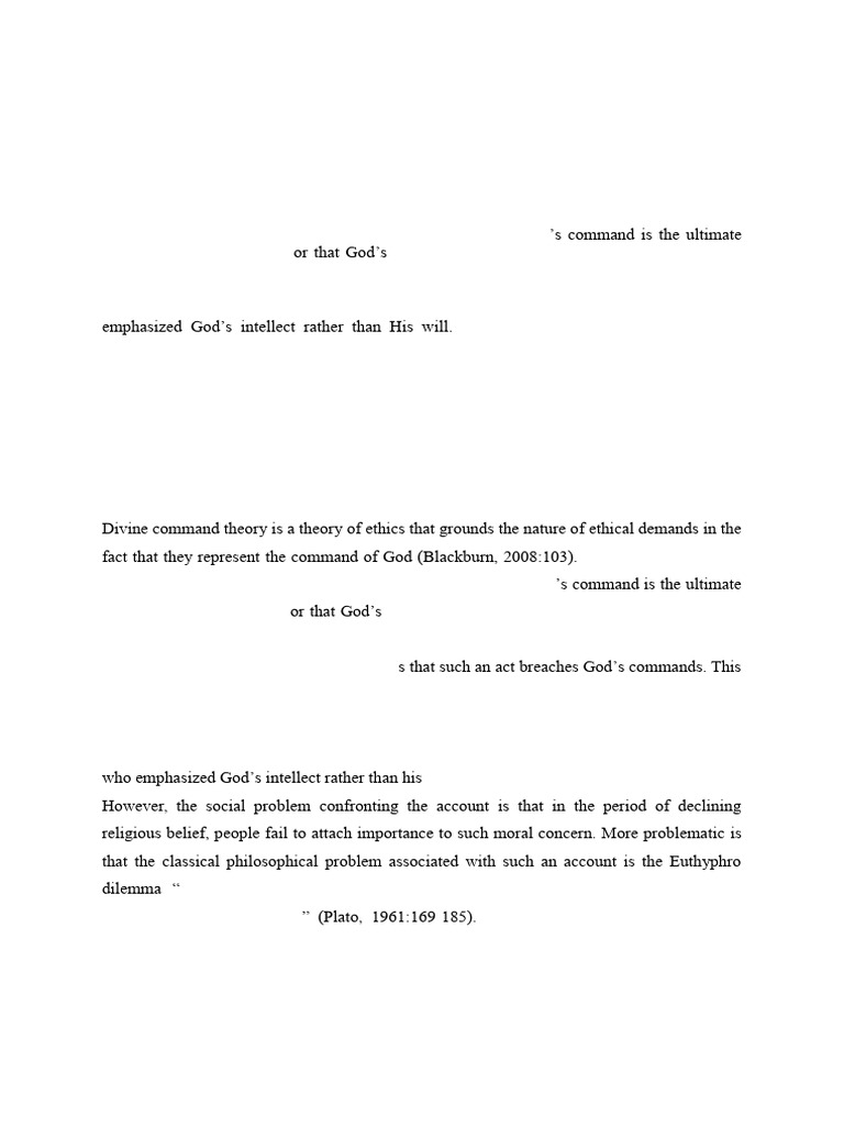 Critique of Divine Command Ethics | PDF | Divine Command Theory | God