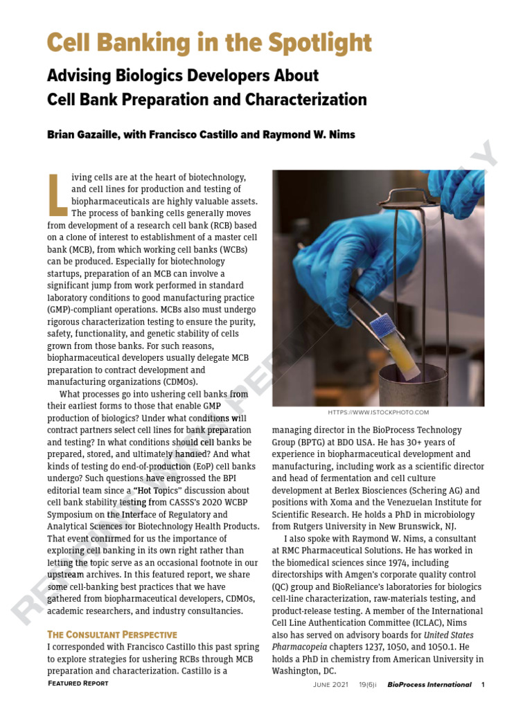 Best Practices in Cell Banking | PDF | Biopharmaceutical | Science ...