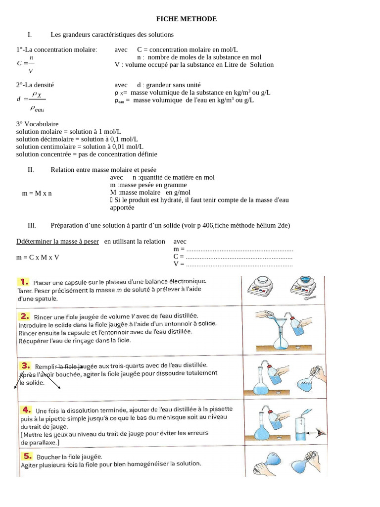 FICHE METHODE1 Dissolution Dilution | PDF