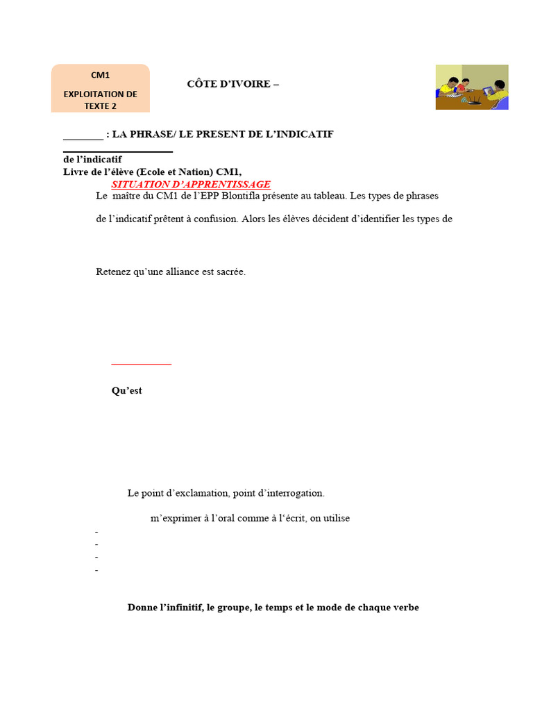 TH - L1 Expl Texte, 2 Les Types de Phrases - Les Verbes Des 1er Et 2e ...