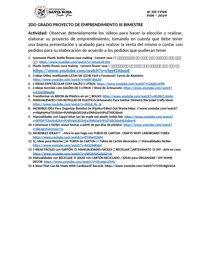 2DO ELABOR PROY EMPREND III BIM | PDF