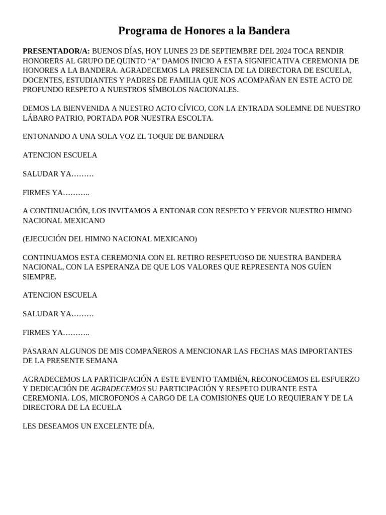 Programa de Honores A La Bandera | PDF