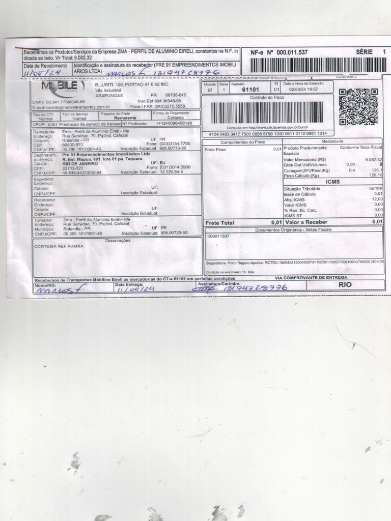 Alurem - Canhoto Assinado | PDF