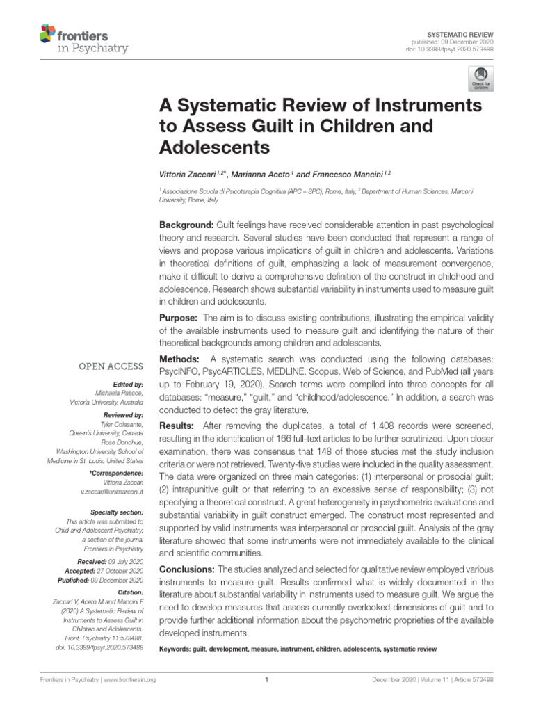 A Systematic Review of Instruments To Assess Guilt in Children and ...