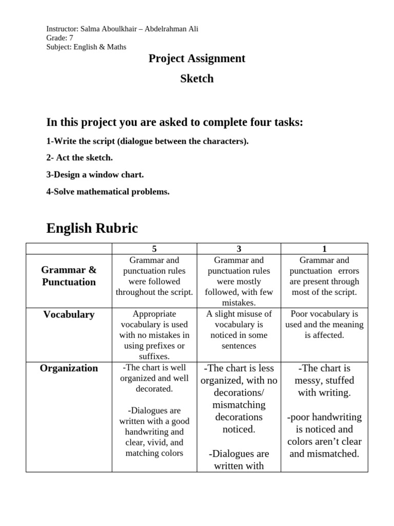 Project Rubric G7 | PDF