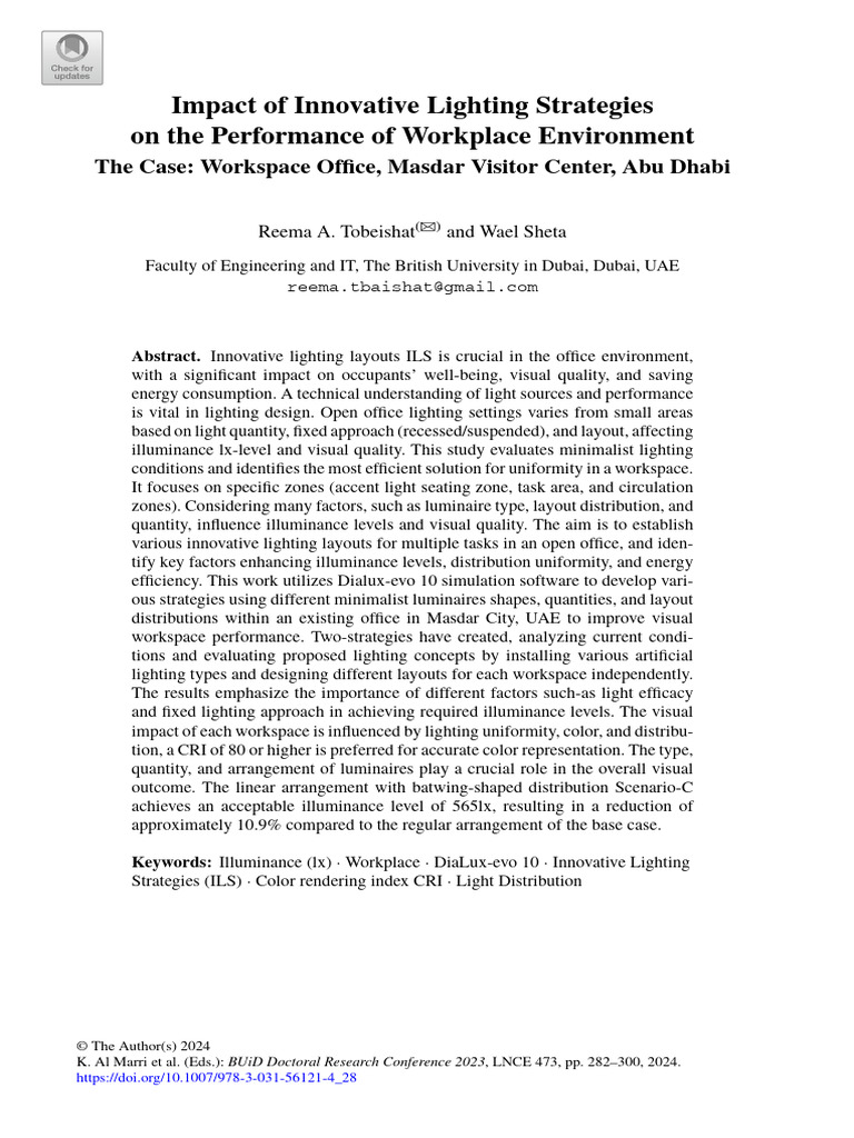Impact of Innovative Lighting Strategies | PDF