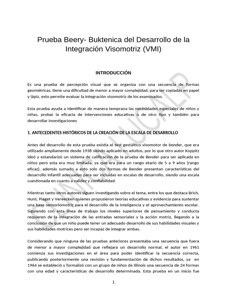 Beery VMI: Evaluación Visomotriz Infantil | PDF | Career & Growth