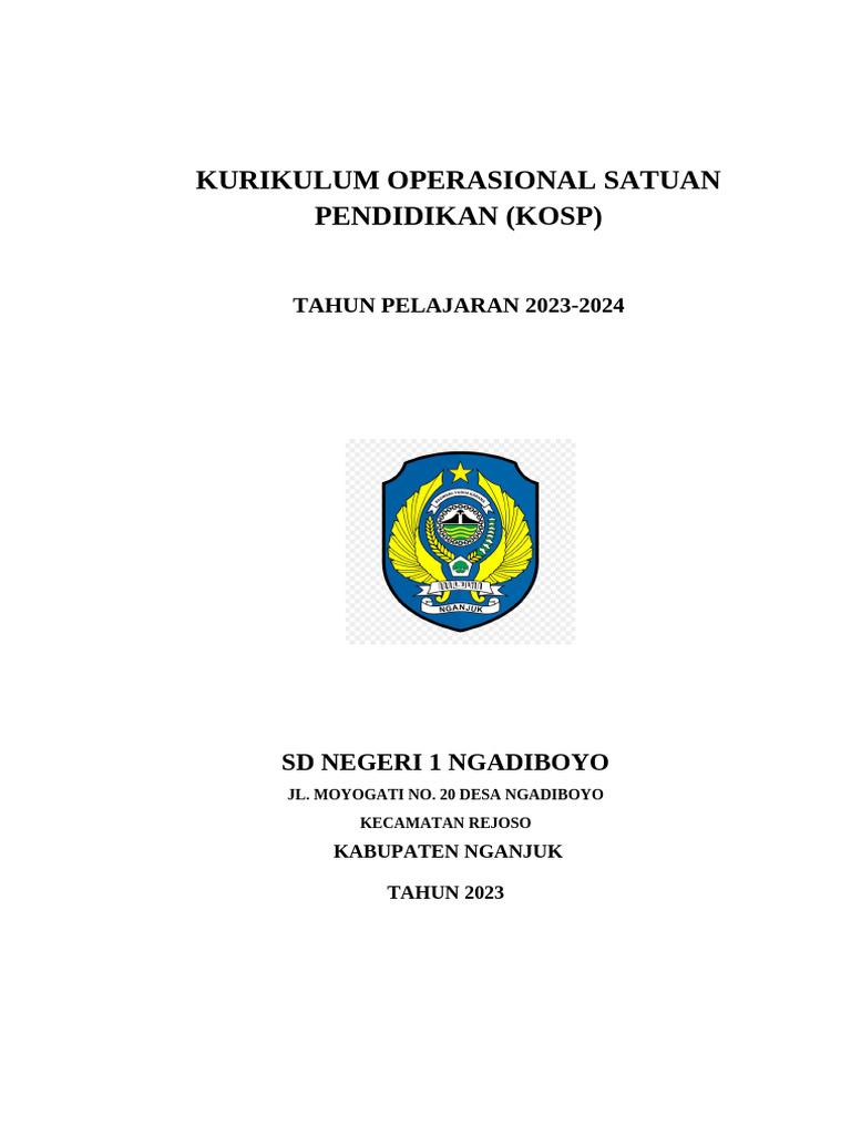 Kosp - Tapel 2023.2024 - SDN 1 Ngadiboyo | PDF