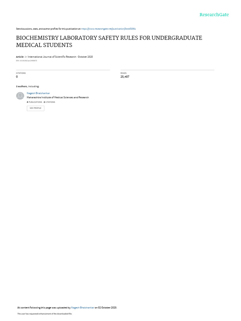 Biochemistry Lab Safety for Students | PDF | Laboratories | Shoe