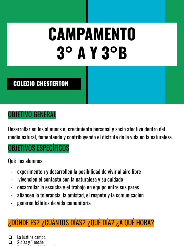 Campamento 3° A y 3° B 2024 | PDF