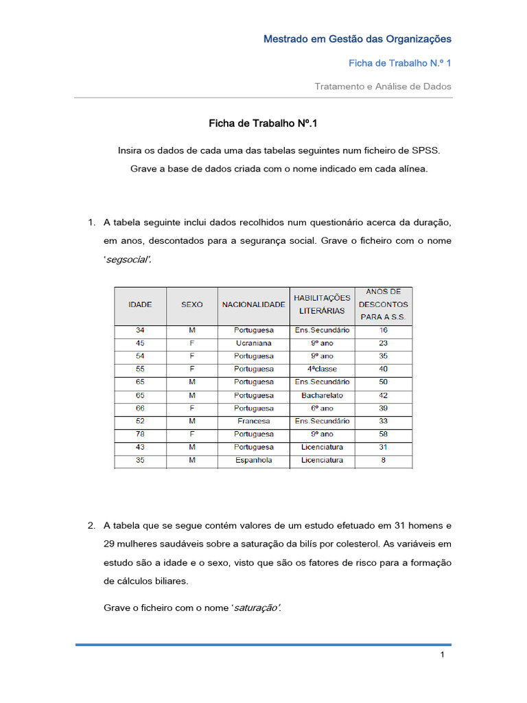 Ficha de Trabalho 1 | PDF