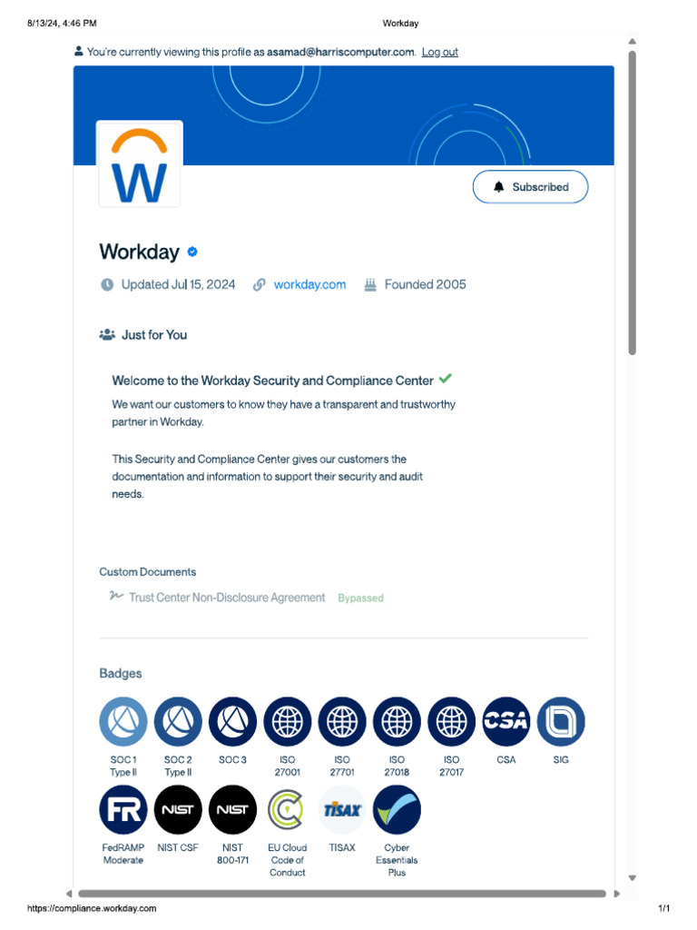 Workday ISO Certificatons | PDF