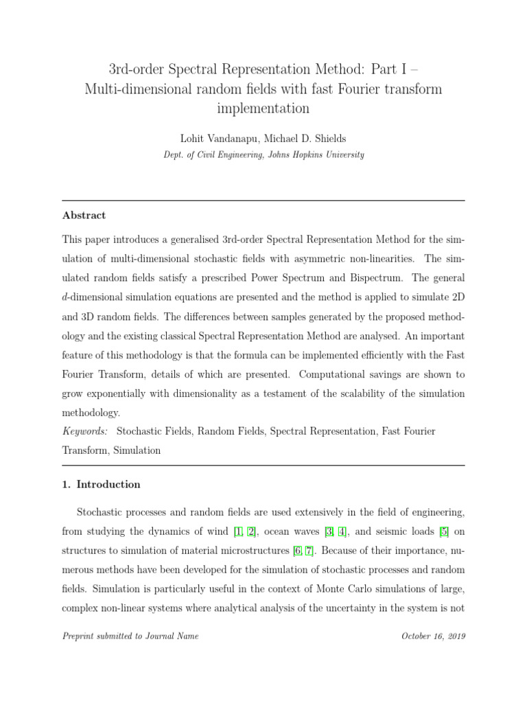 3rd-Order Spectral Representation Method: Part I - Multi-Dimensional Random Fields With Fast ...