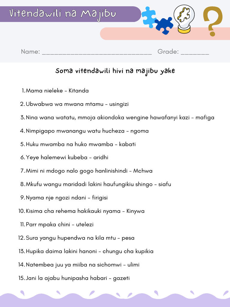 Vitendawili Na Majibu | PDF