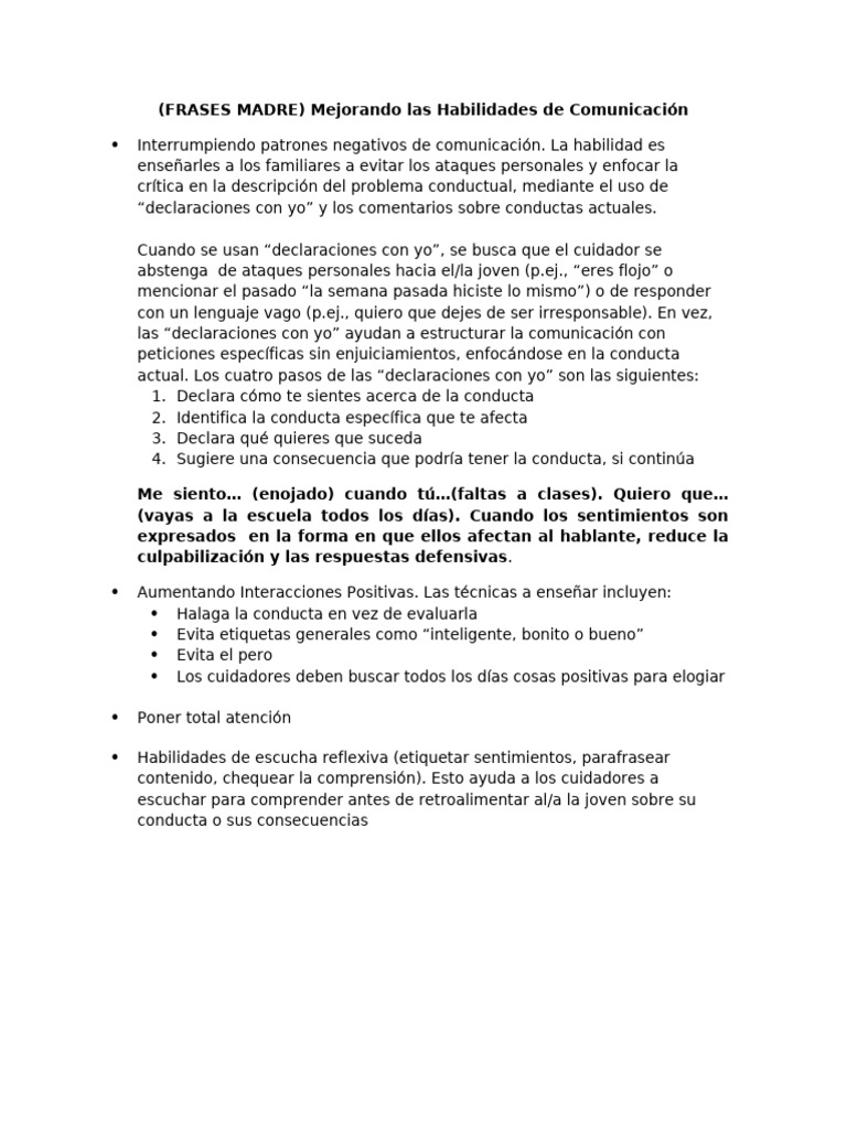Declaraciones Del Yo Frases Madre | PDF