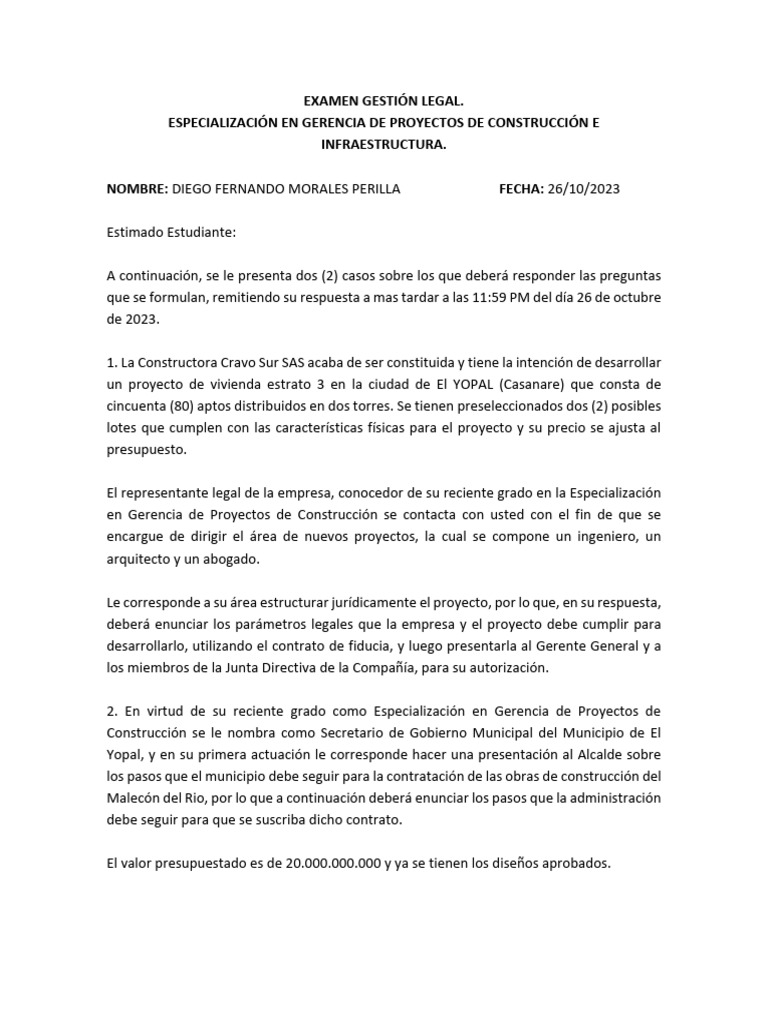 Examen Gestión Legal Eyp | PDF