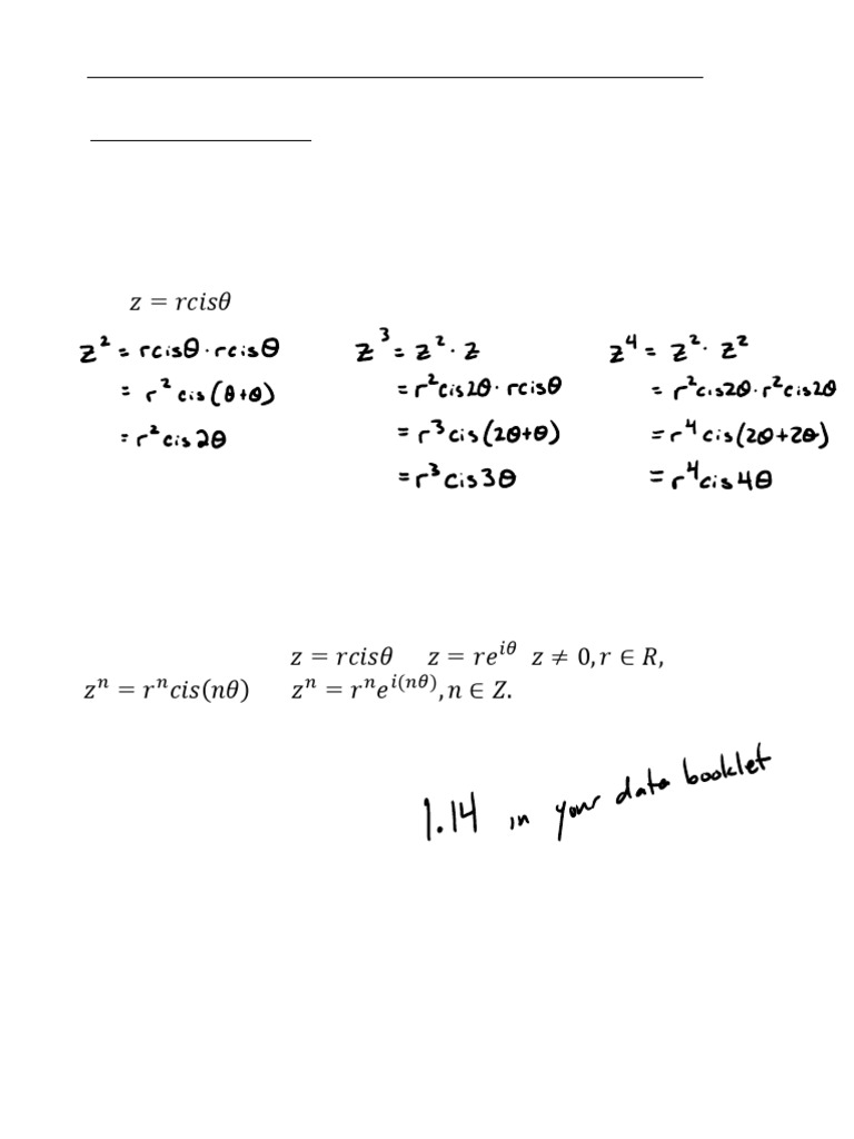 10.3 - Powers and Roots of Complex Numbers in Polar Form - Blank Notes ...