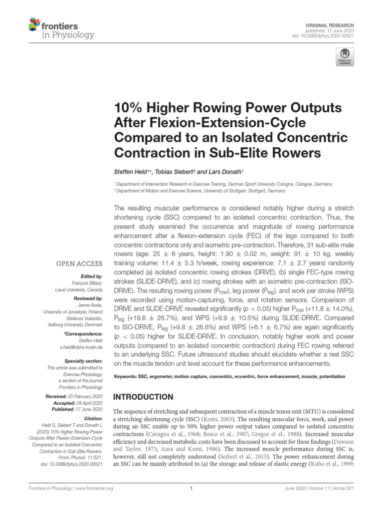 10% Higher Rowing Power Outputs After Flexion-Extension-Cycle Compared ...