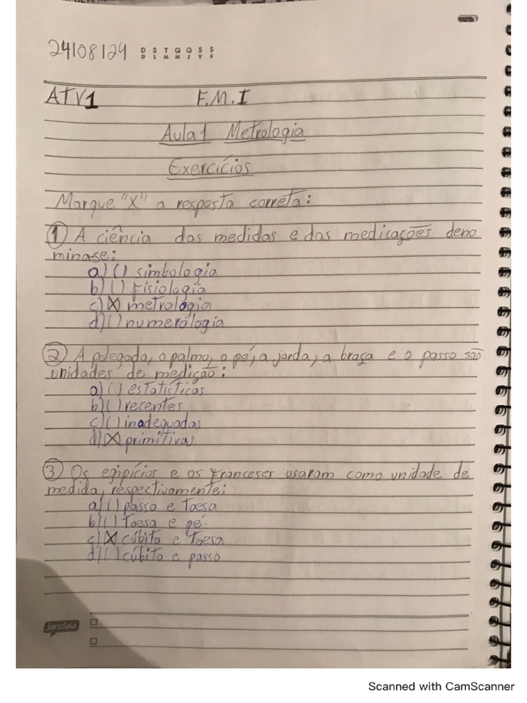 Aula 1 e 2 metrologia e lista 1 metrolog | PDF