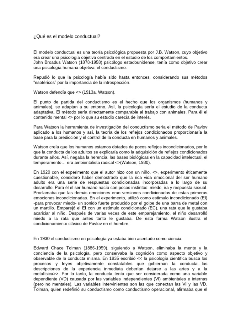 Qué Es El Modelo Conductual | PDF