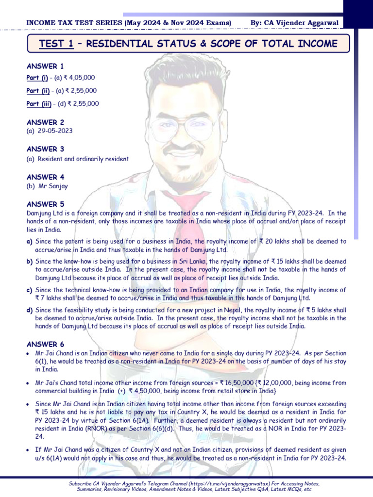 Income TAX ALL CHAPTER SOLUTIONS | PDF